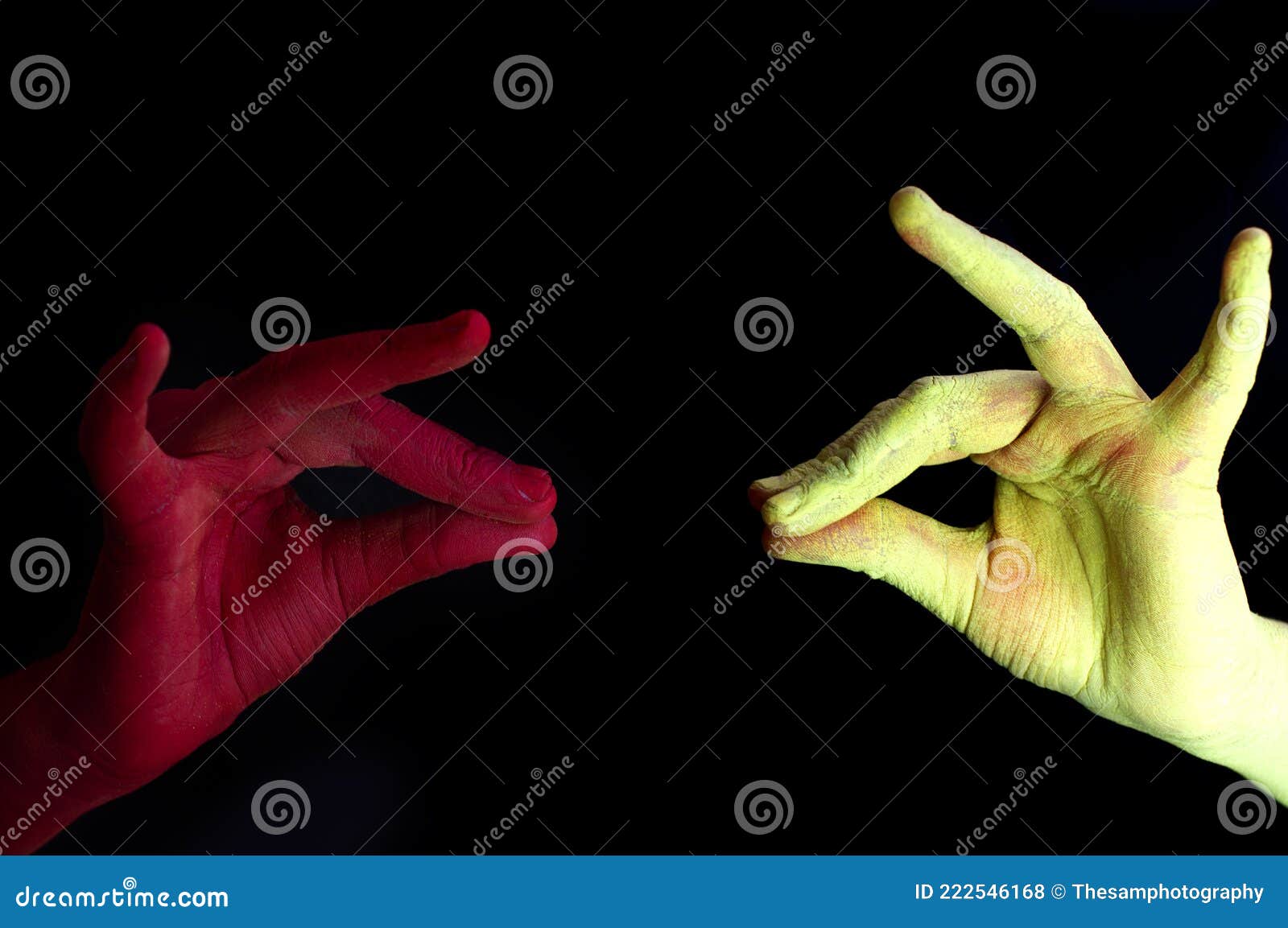Painted Hands - Red and Yellow Stock Photo - Image of hands, bright ...