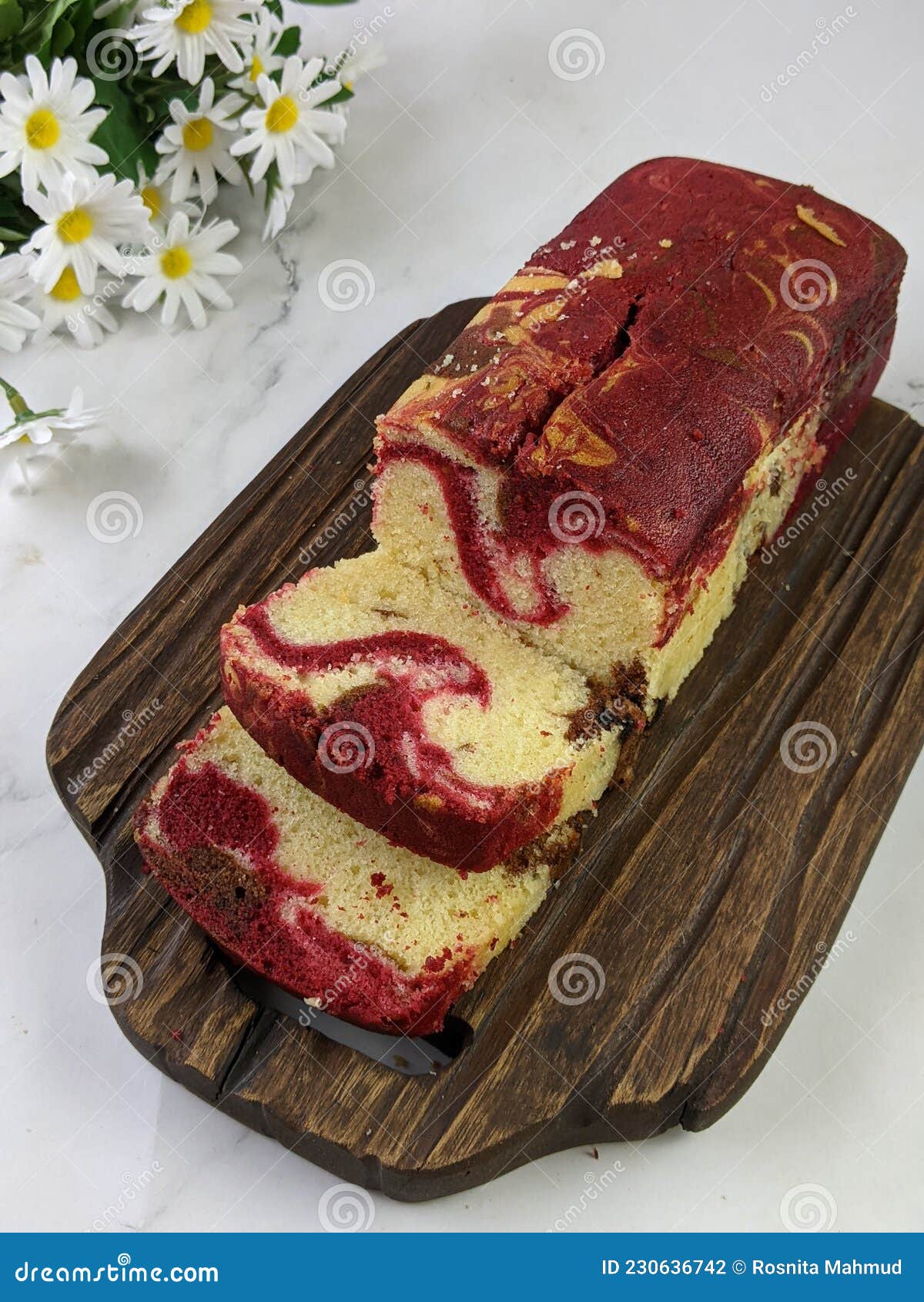 Red and yellow marble cake stock photo. Image of cake - 230636742
