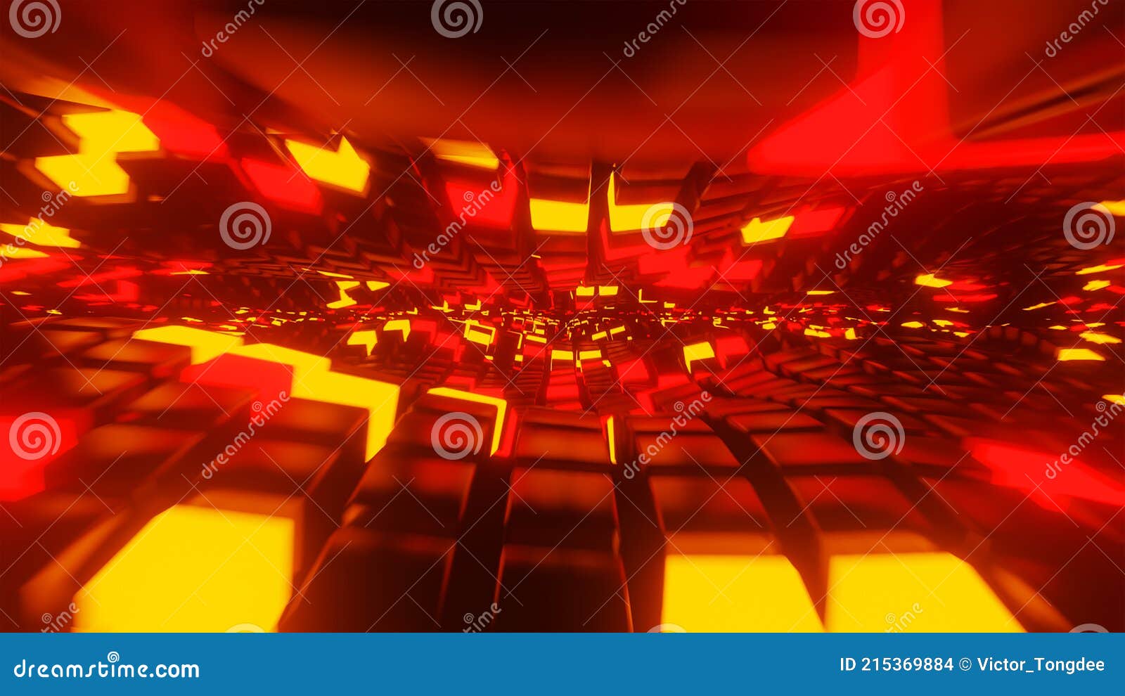 Red and Yellow Neon Light Cubes 3D Render Stock Illustration ...