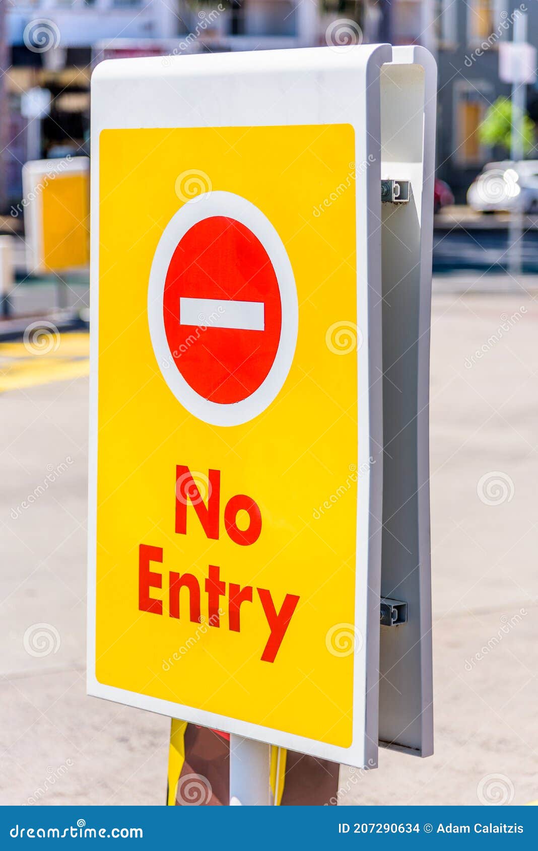 A Red and Yellow No Entry Sign Stock Photo - Image of blocked ...
