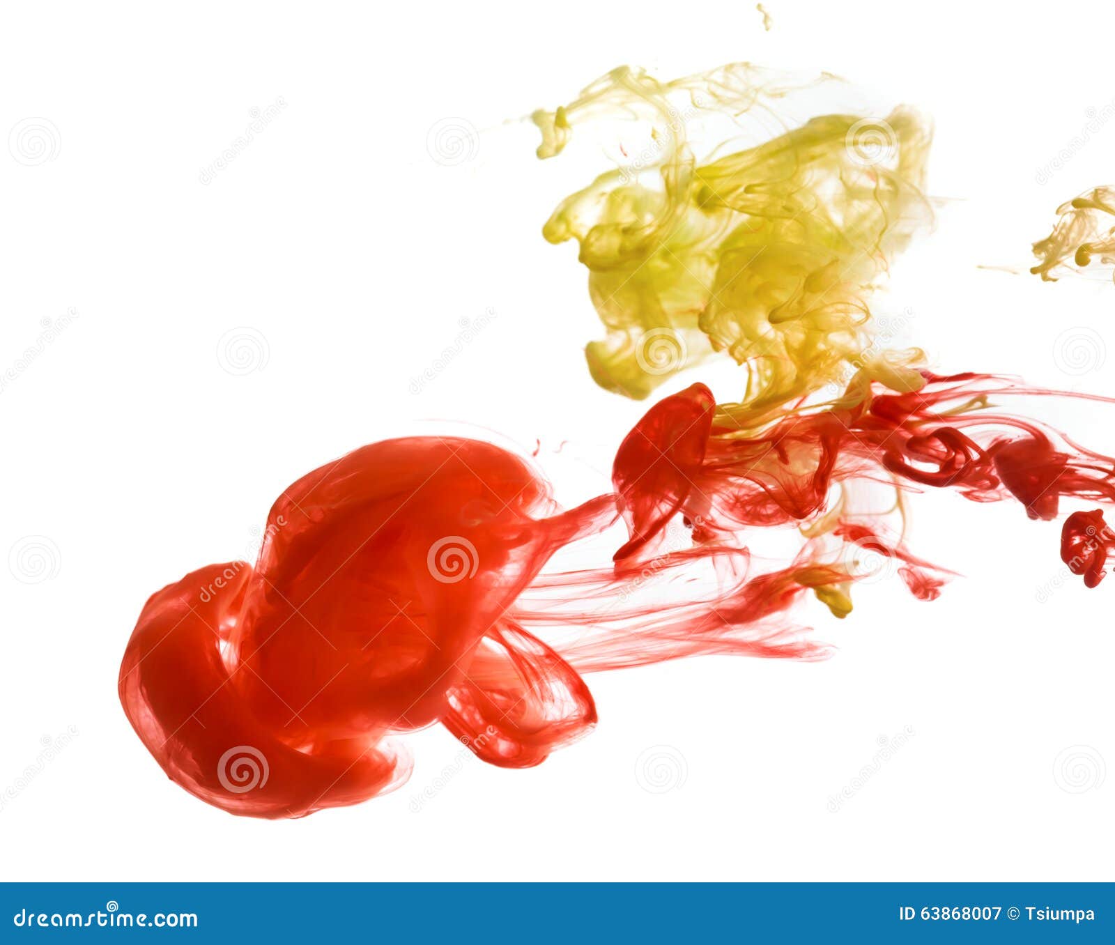 Red and Yellow Paint in Water Stock Image - Image of creativity, cloud ...