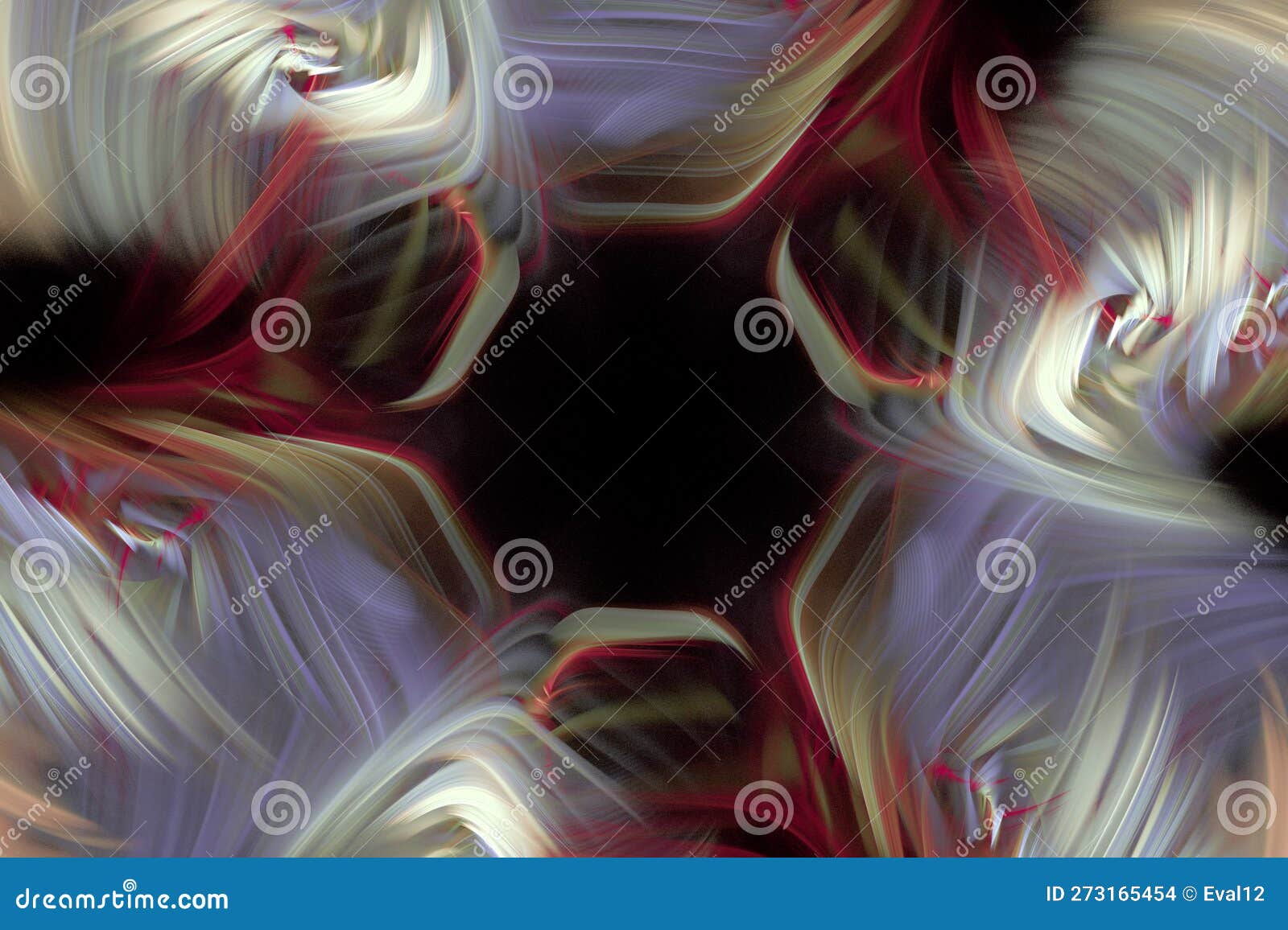 Red Yellow Pattern of Crooked Waves with a Hole on a Black Background ...