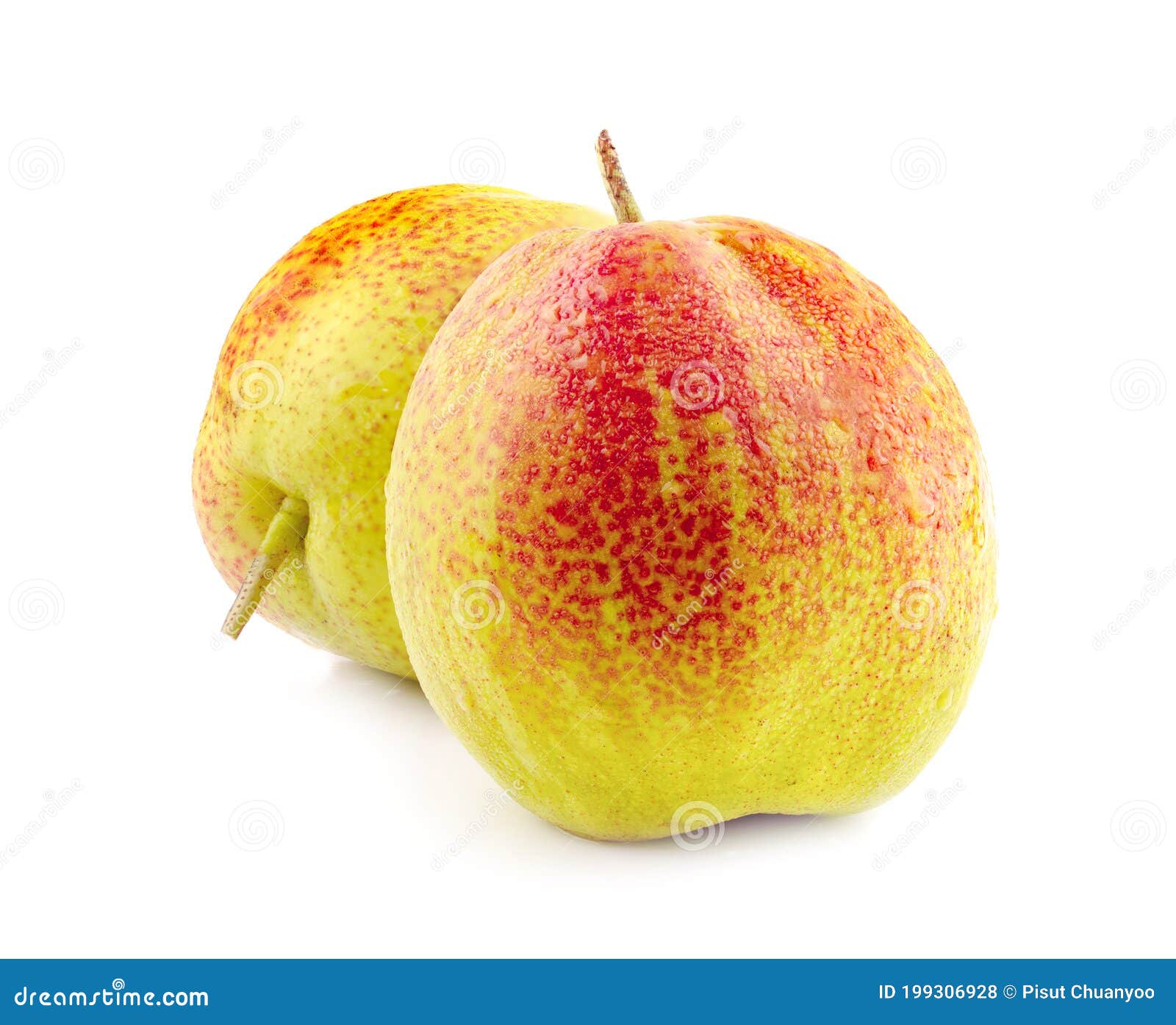 Red Yellow Pear Fruit Isolated on White with Clipping Path Stock Photo ...