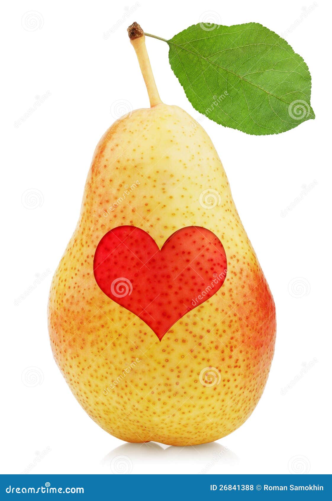 Red Yellow Pear with Heart Symbol Stock Photo - Image of food, good ...