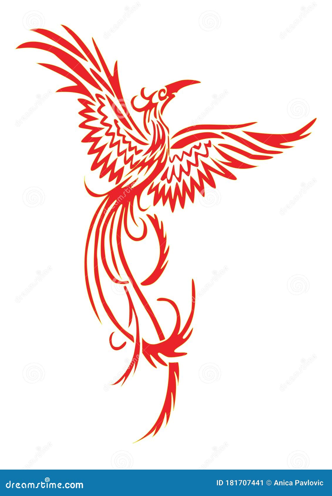 Red Yellow Phoenix, Flat, on a White Background Stock Vector ...