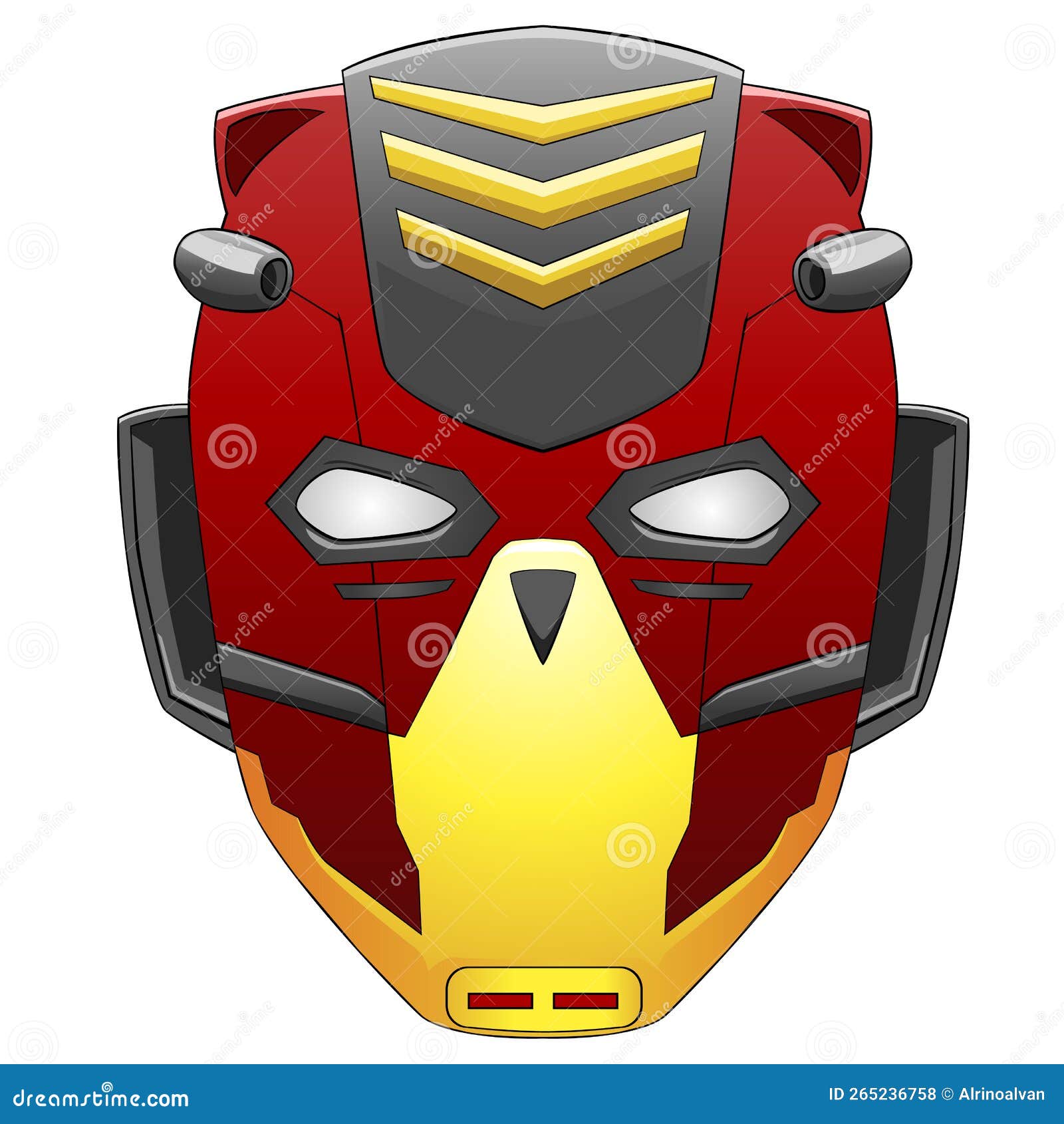 Red yellow robot head stock vector. Illustration of future - 265236758