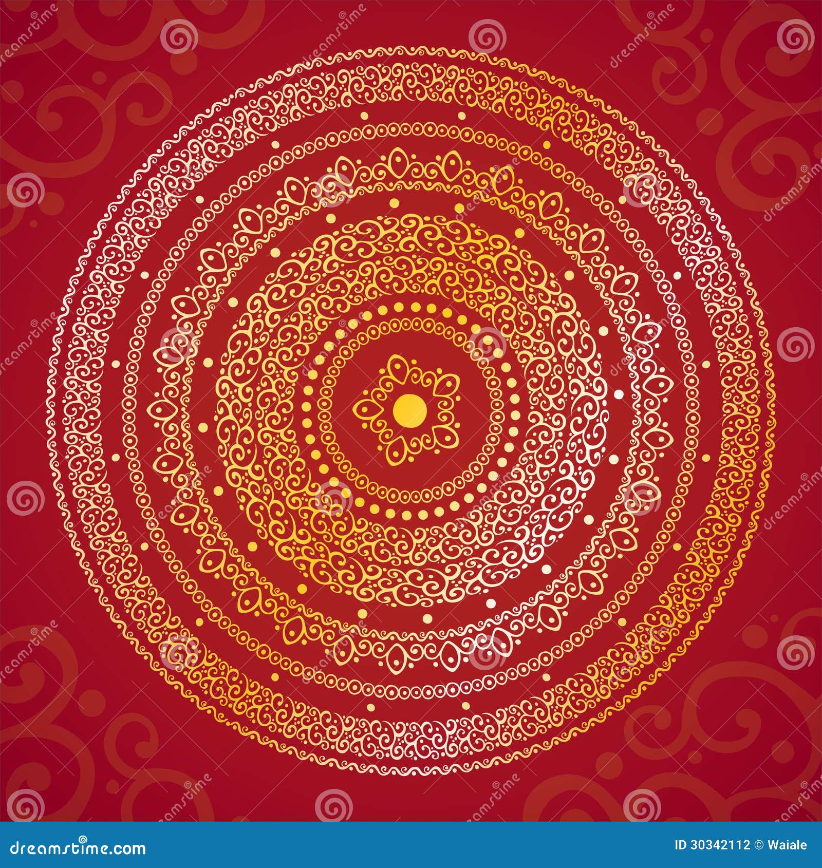 Red and Yellow Round Frame with Ornament (vector) Stock Vector ...