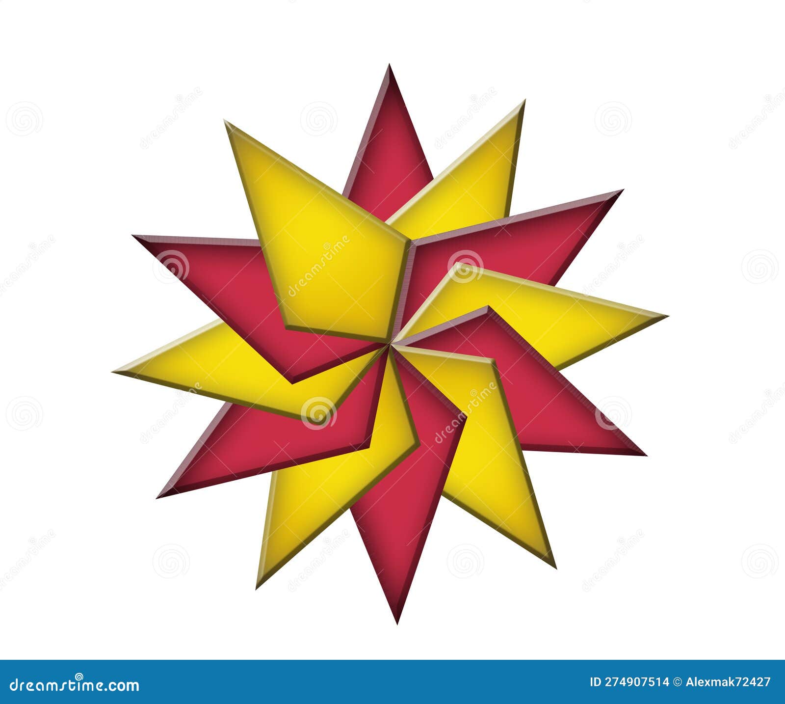 Red-yellow Sharp Object. Polygon Isolated on White. Geometric Figure ...