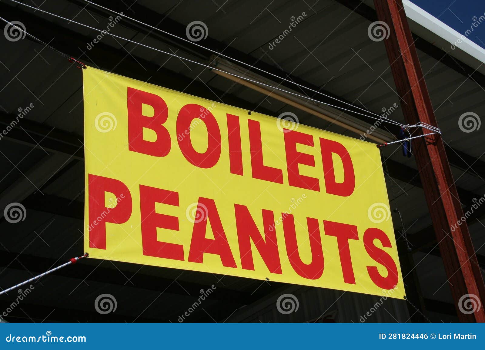 Red and Yellow Sign Advertising Boiled Peanuts Stock Photo - Image of ...