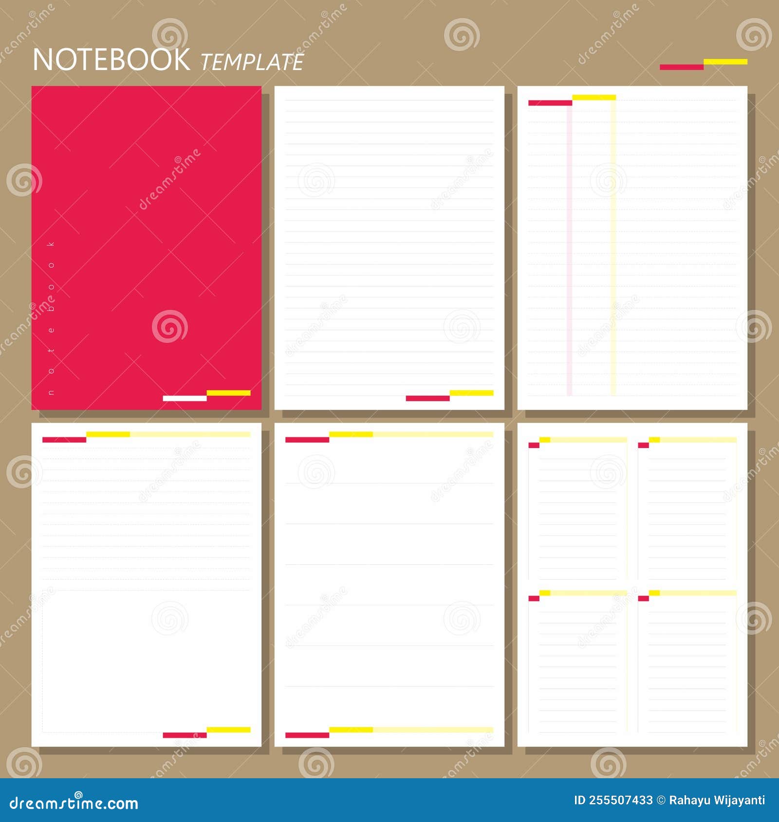 Red Yellow Simple Notebook Planner Template Stock Vector - Illustration ...