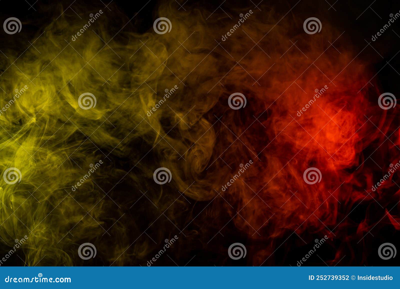 Red-yellow Smoke Spreads on a Black Background. Stock Photo - Image of ...