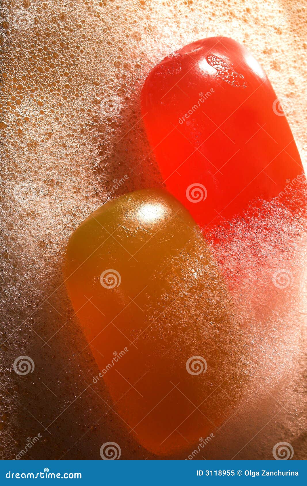 Red and Yellow Soap in Foam Stock Image - Image of bath, care: 3118955