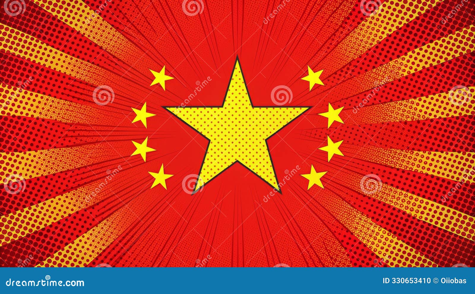 Red and Yellow Starburst with Five-Pointed Star, Red, Yellow, Star ...