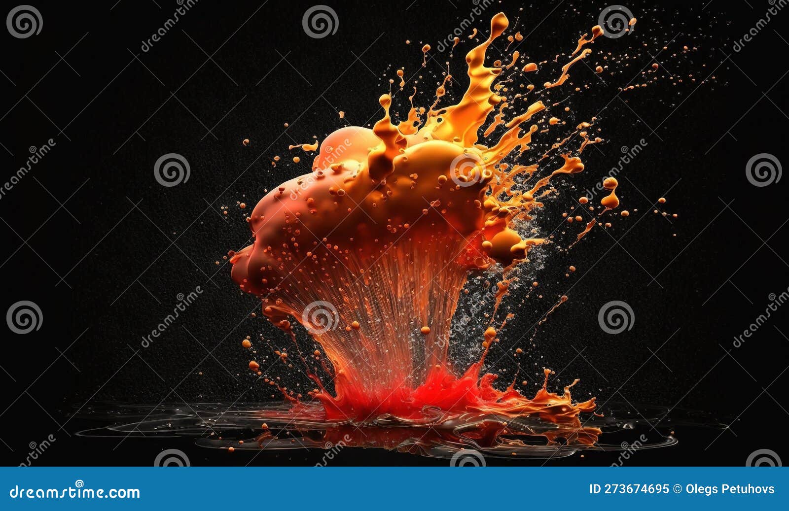 A Red and Yellow Substance is Splashing Out of the Water Stock ...