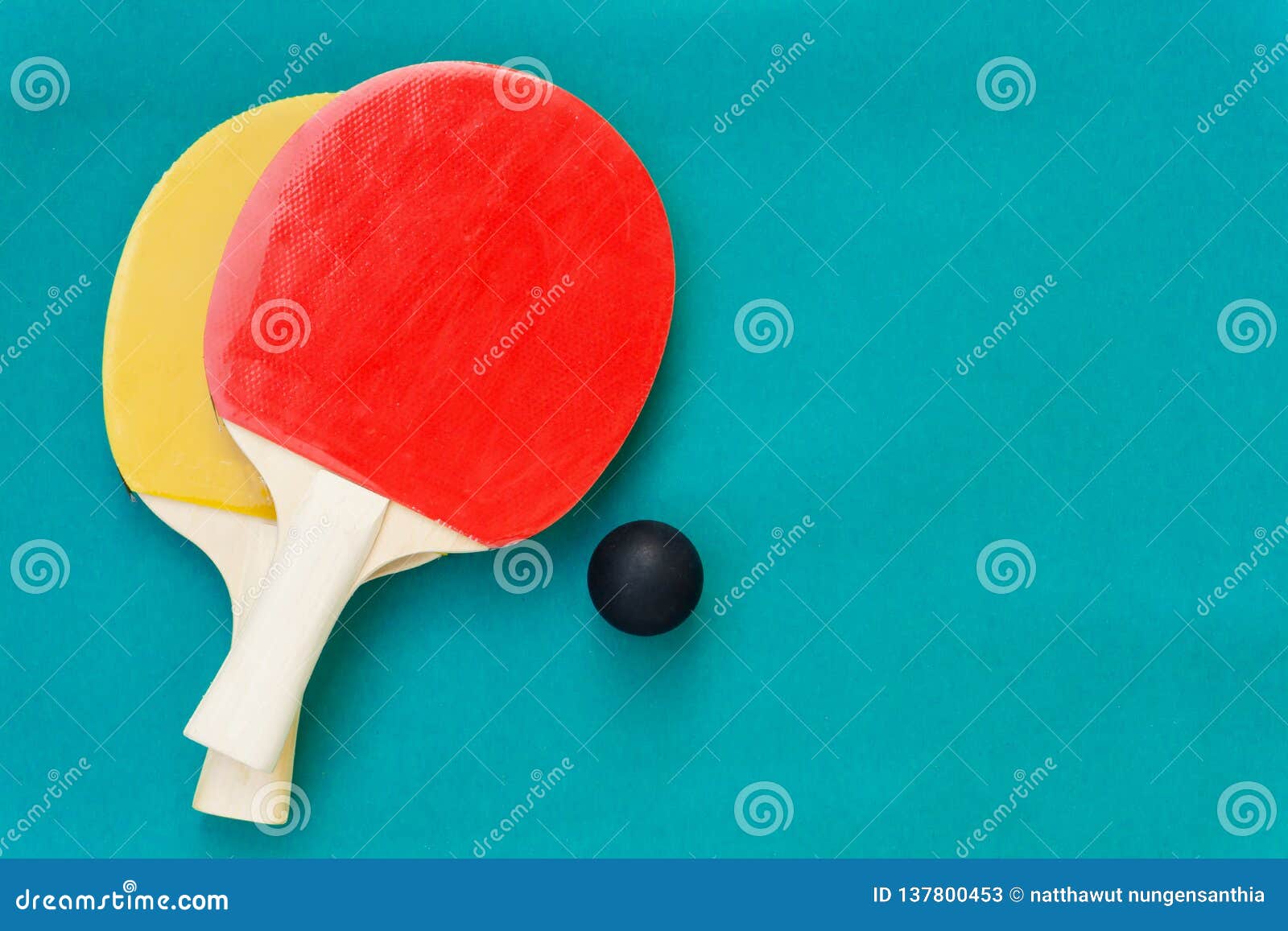 Red and Yellow Table Tennis Rackets with Black Balls,.table Tennis ...