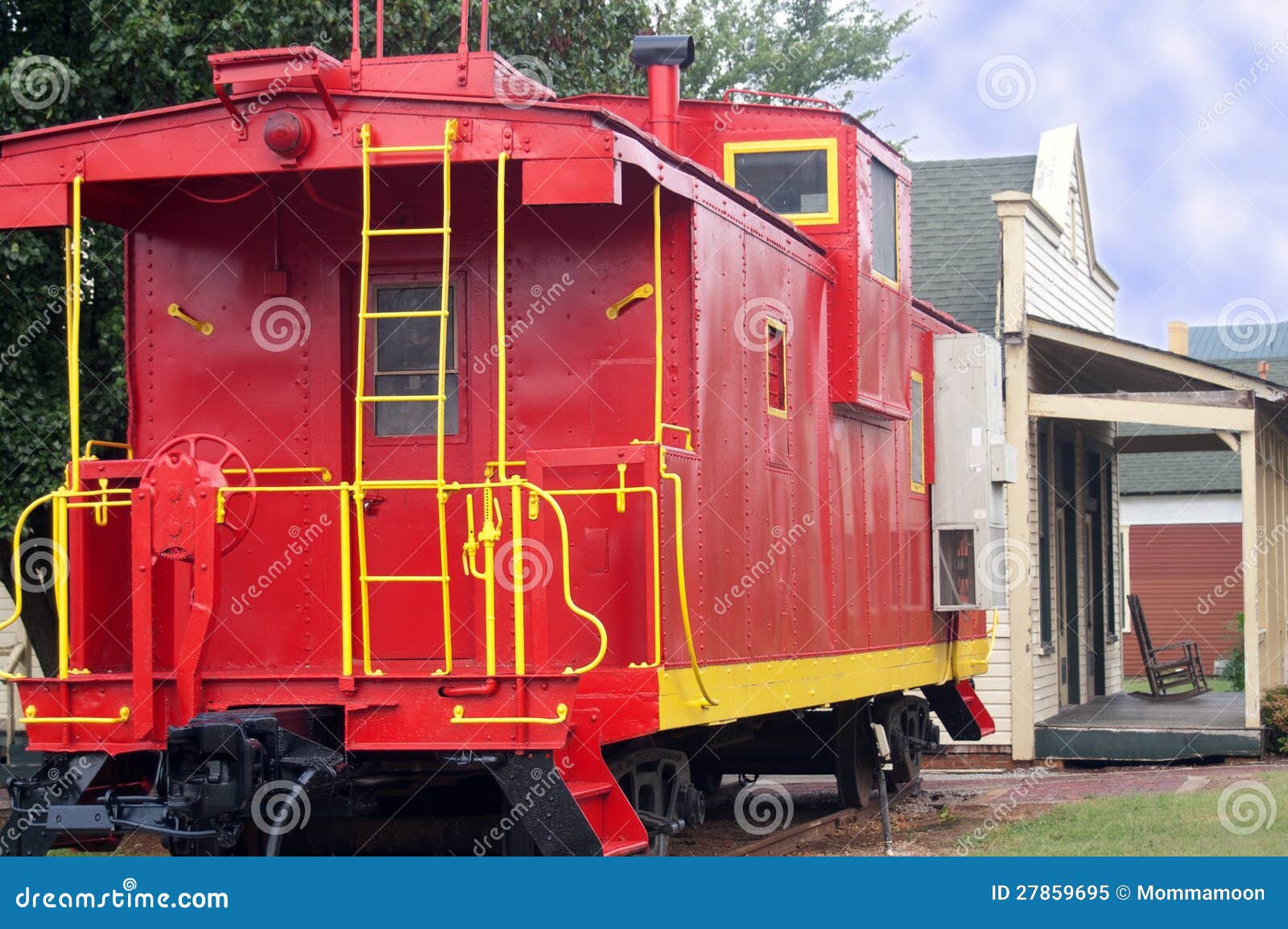 Red and Yellow Train Caboose Stock Image - Image of technology, summer ...