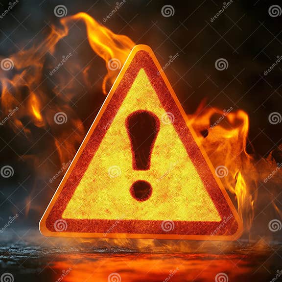 A Red and Yellow Triangle with an Exclamation Point in the Middle on ...