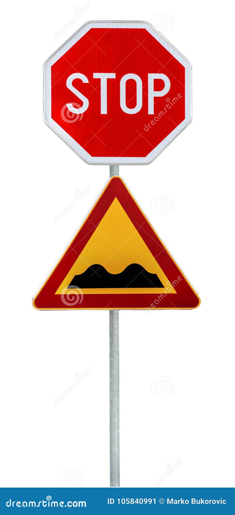 Red Triangular Stop Warning Traffic Road Sign With White Letters Kanji ...