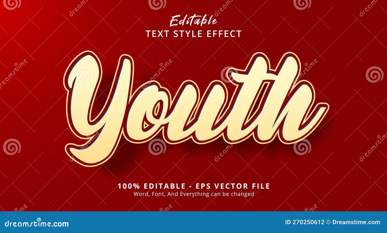 Red Youth Text Effect, Editable Text Effect Stock Vector - Illustration ...