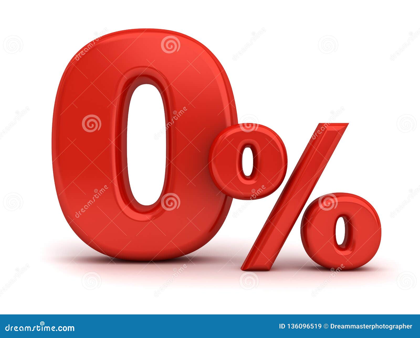 Red Zero Percent or 0 Isolated Over White Background Stock Illustration ...