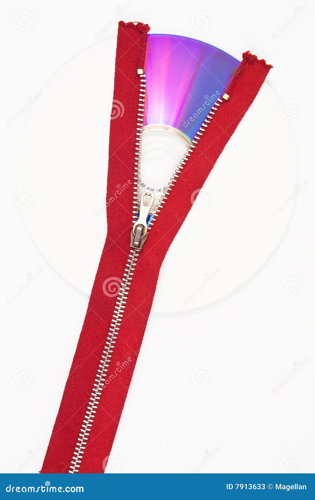 Red zipper on CD stock image. Image of secret, mask, optical - 7913633