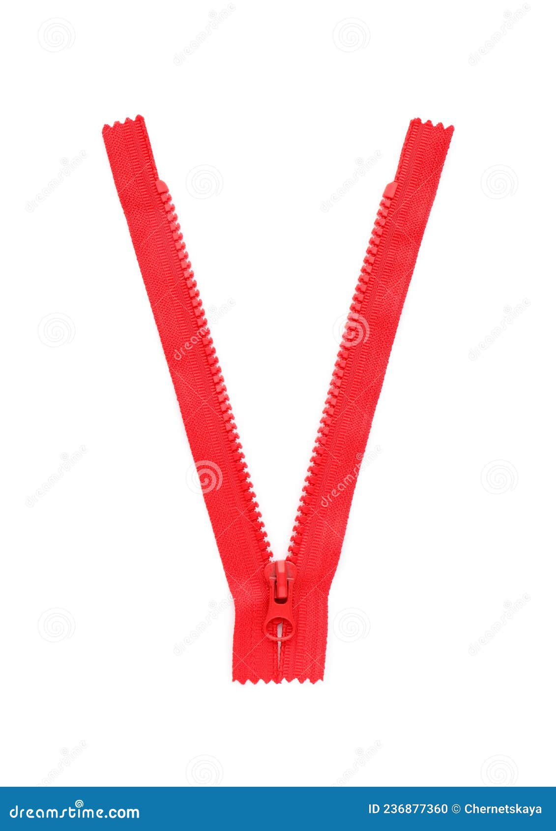 Red Zipper Isolated on White, Top View Stock Photo - Image of isolated ...