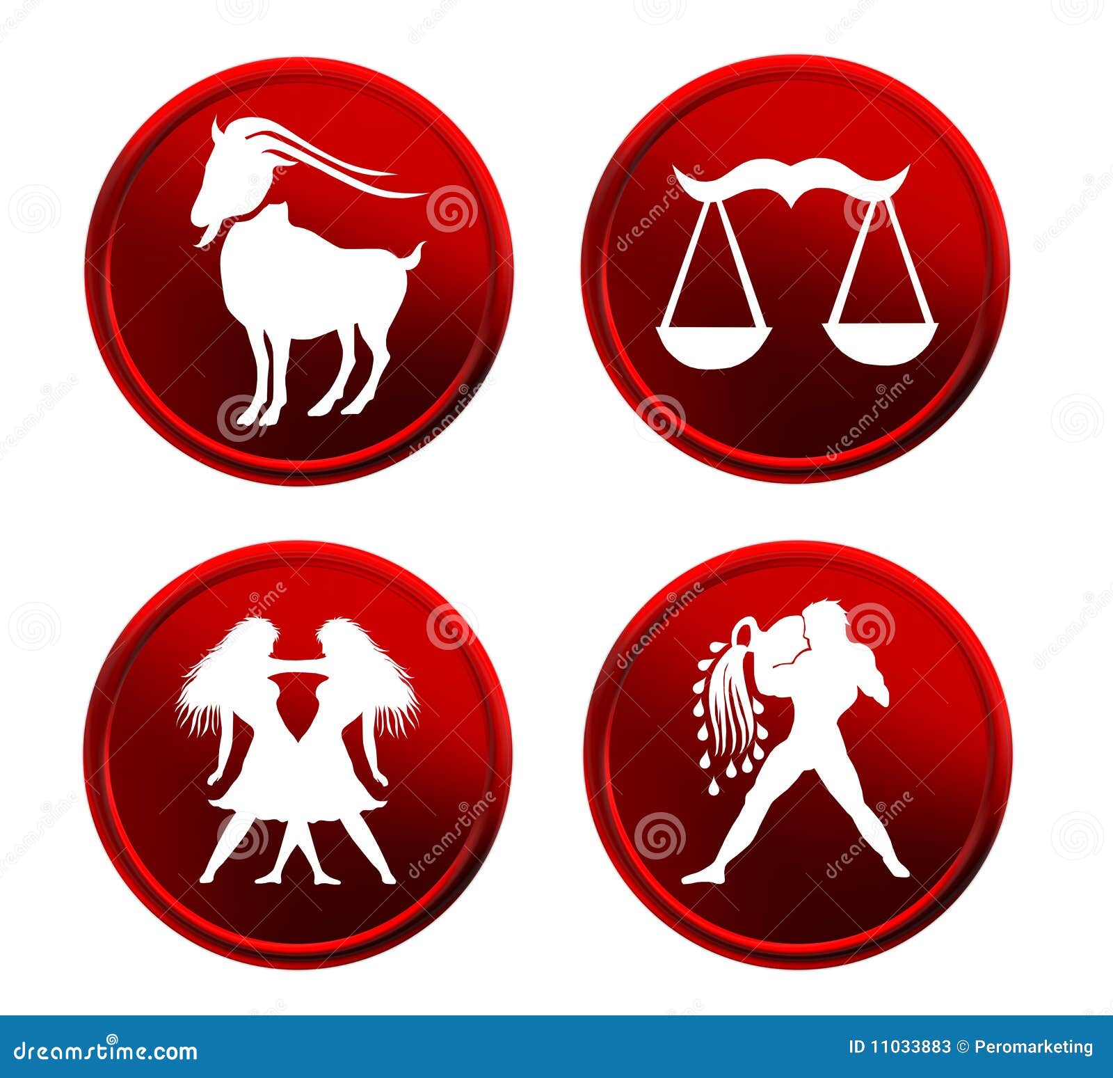 Red zodiac signs - set 3 stock illustration. Illustration of forecast ...