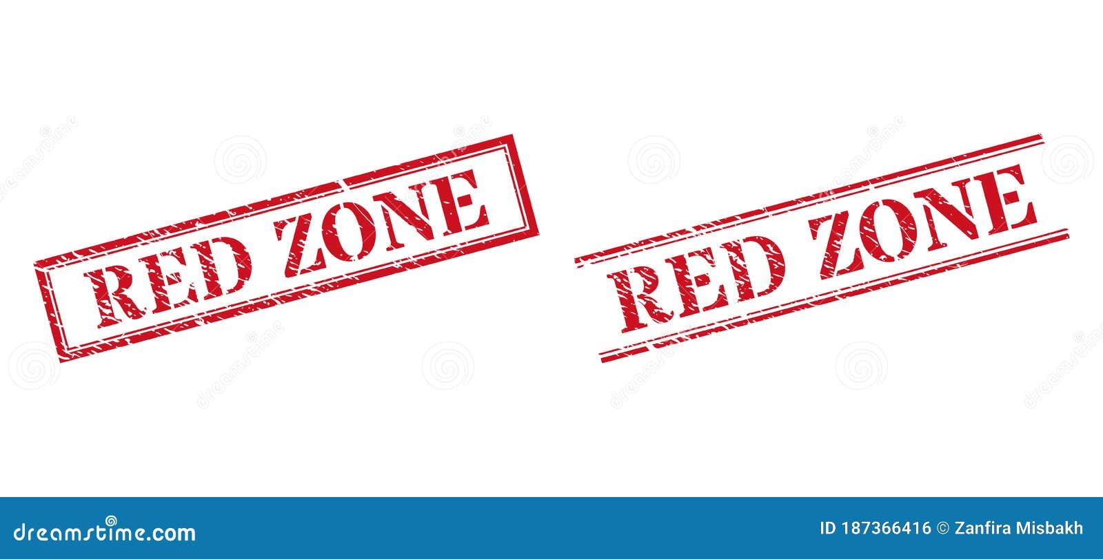 RED ZONE Textured Rubber Seal Stamps with Double Rectangle Frame Stock ...