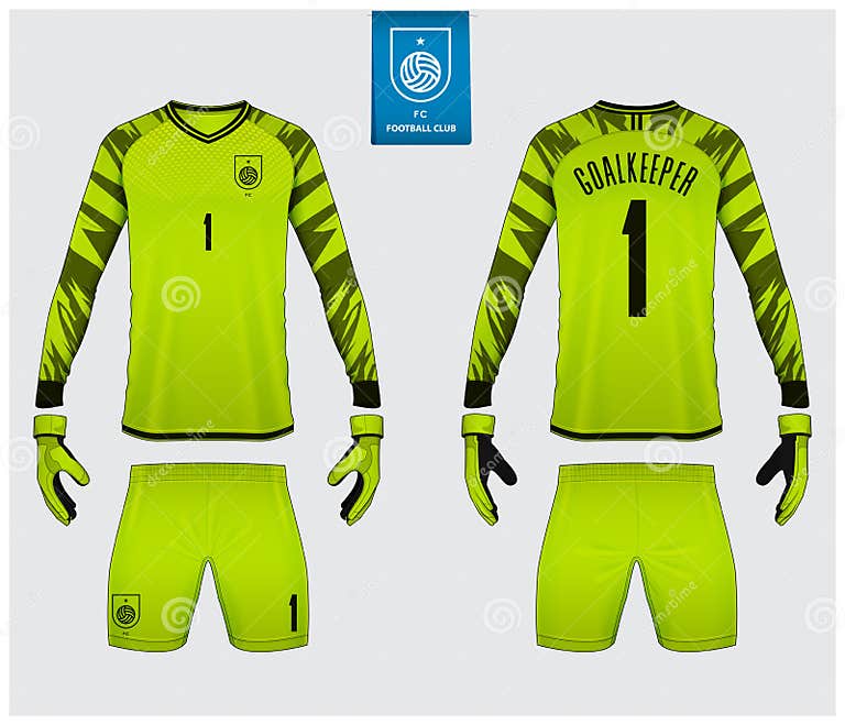 Goalkeeper Jersey or Soccer Kit Mockup. Goalkeeper Glove and Long ...