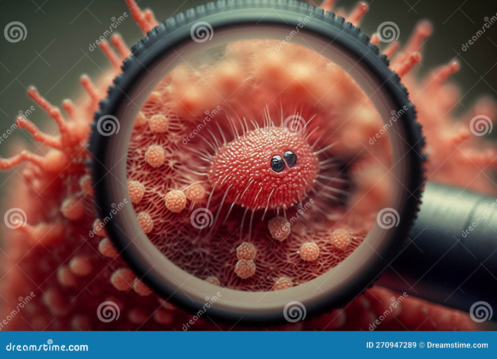 Reddened Rash on the Skin through a Microscope Magnifying Glass ...