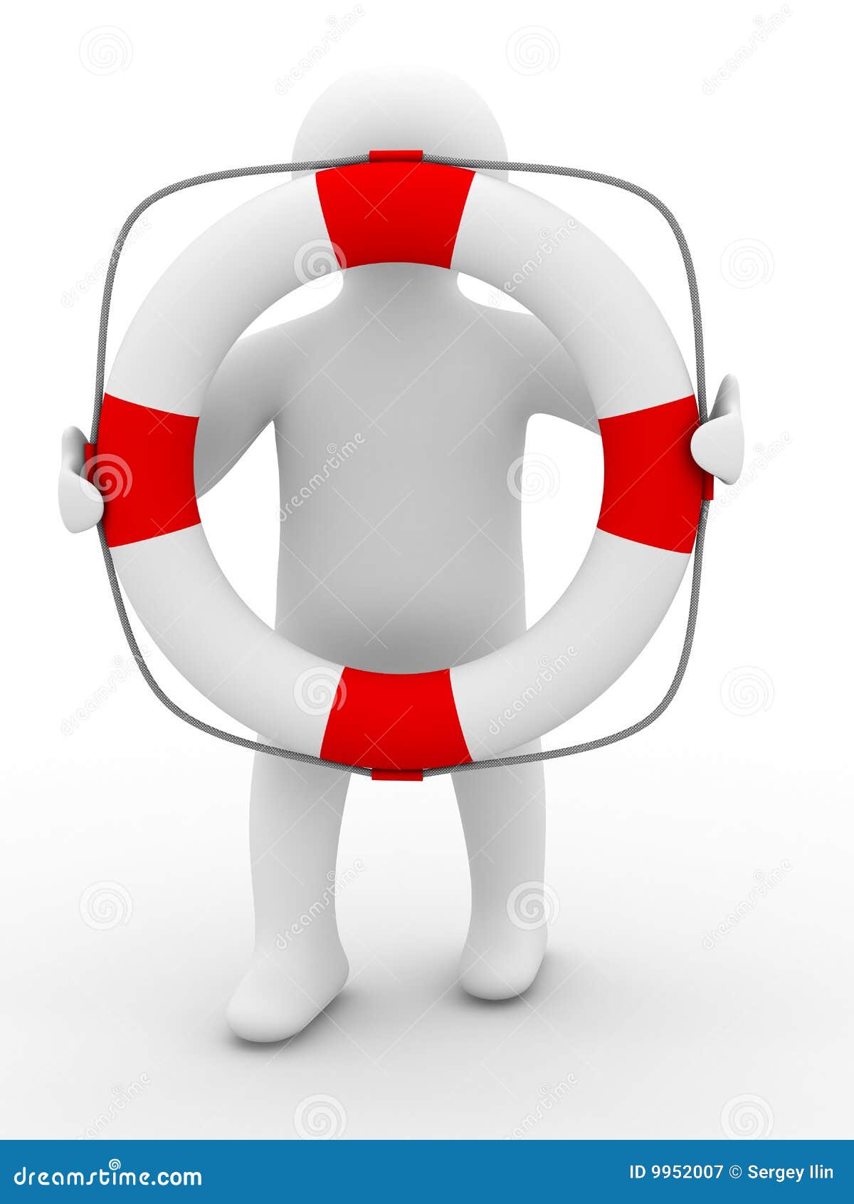 Redder Met Reddingsboeiring Op Witte Achtergrond Stock Illustratie ...