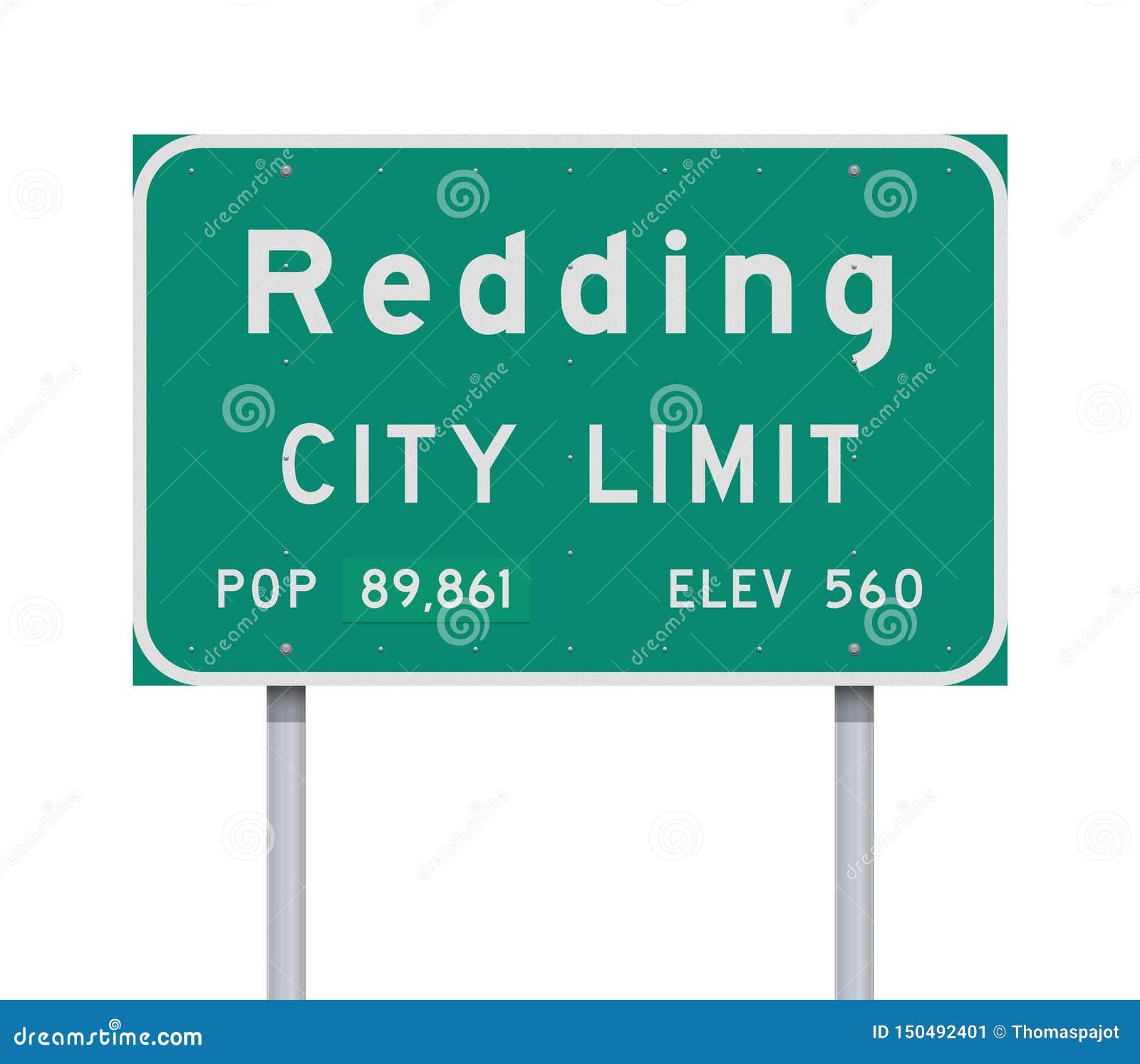 Redding City Limit Road Sign Stock Vector - Illustration of road, city ...