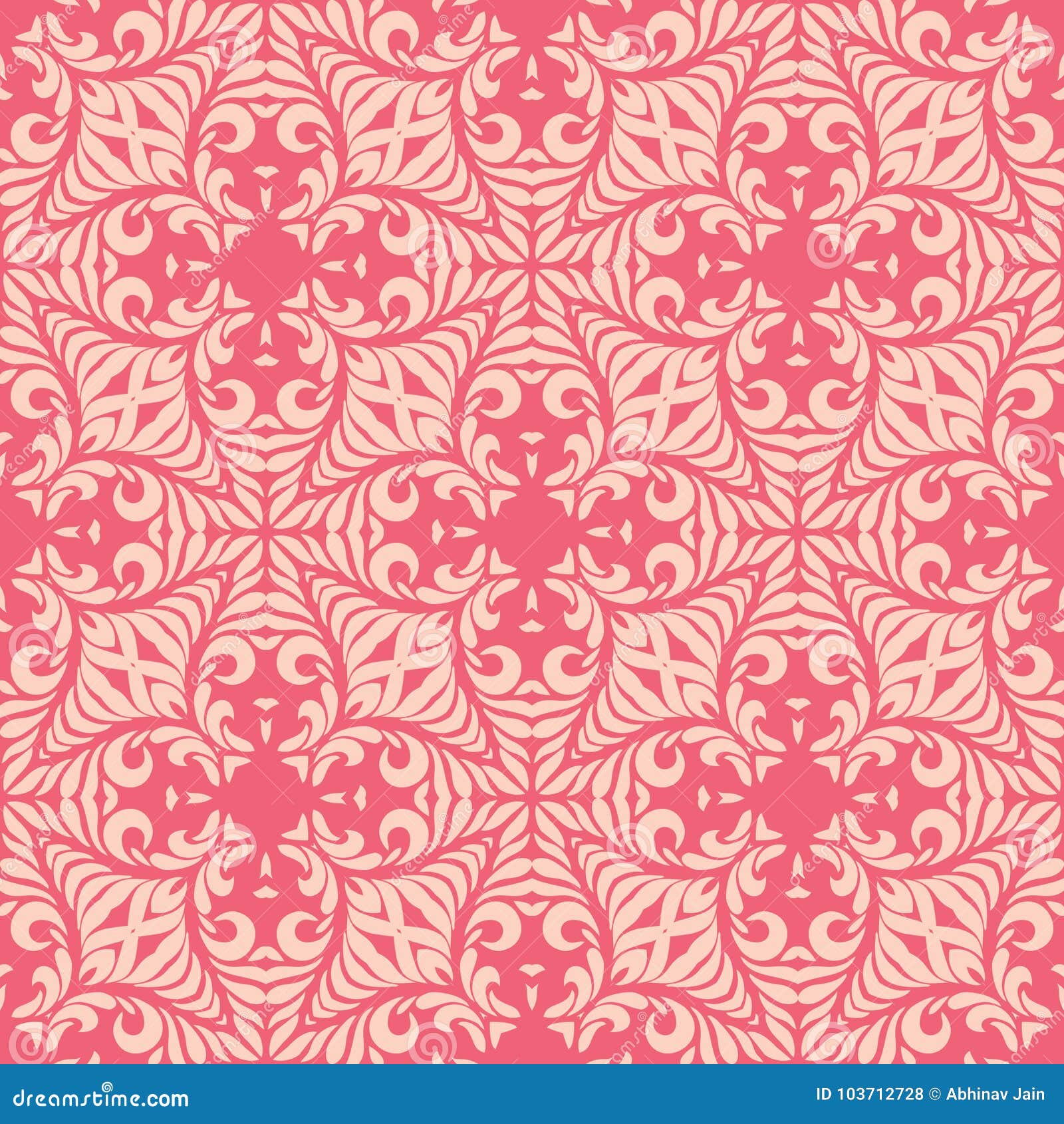 Reddish Pink Base with Leafy Petals Seamless Pattern Background ...
