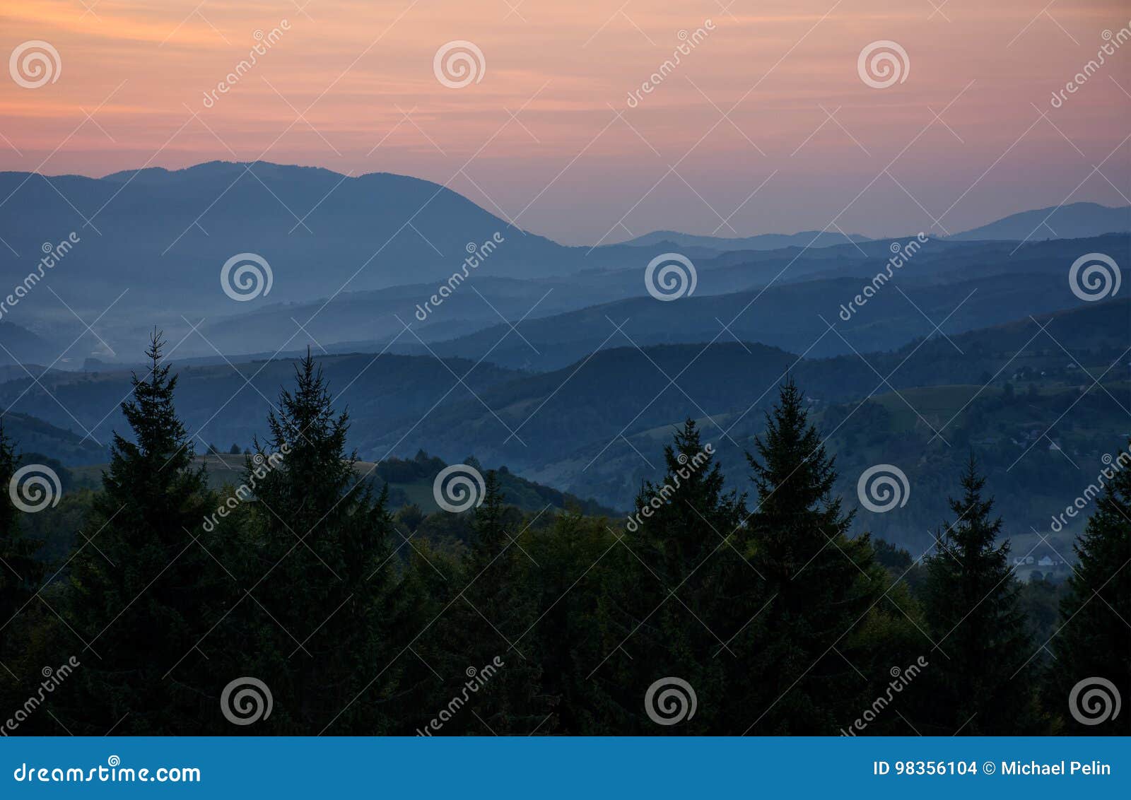 Reddish Sky at Dawn in Mountains Stock Photo - Image of mount ...