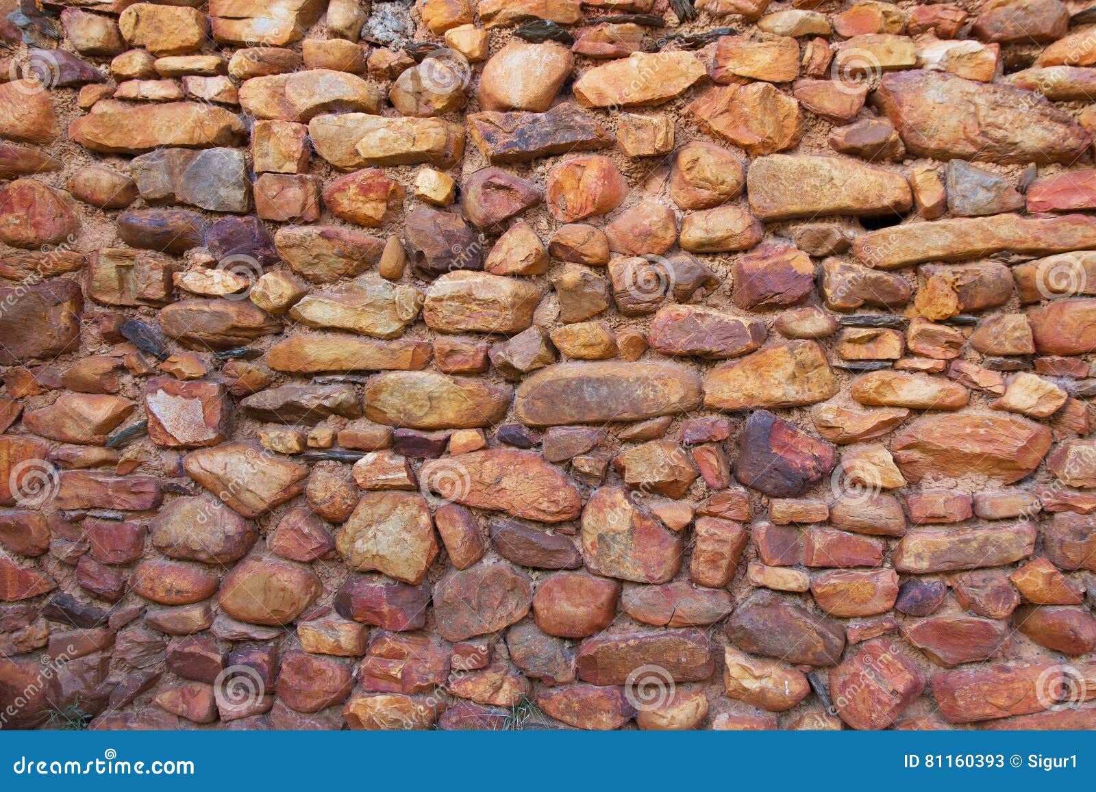 Reddish Stone Wall stock image. Image of background, mortar - 81160393