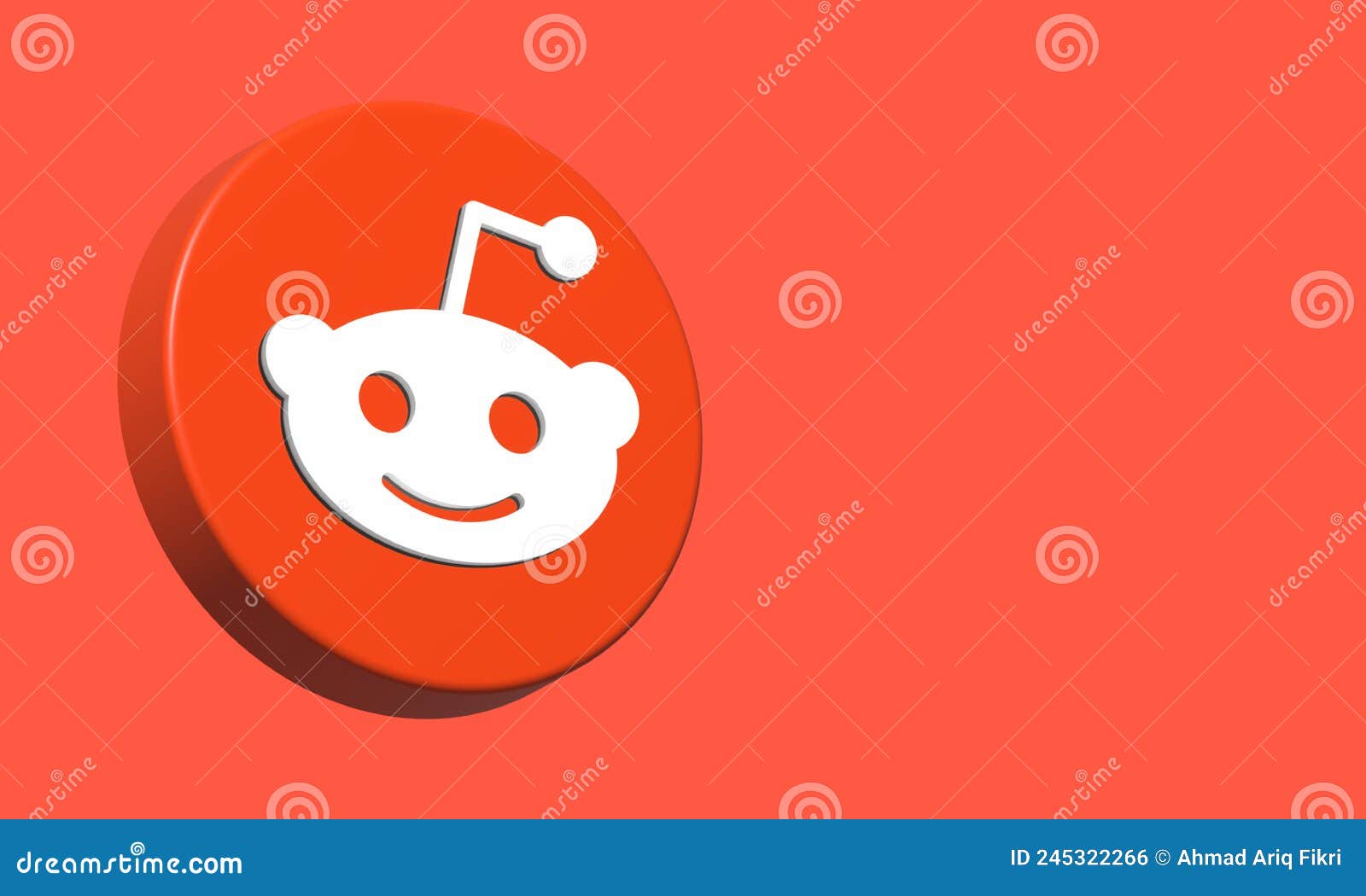 Reddit Circle Button Icon 3D. Elegant Template Blank Space Editorial ...