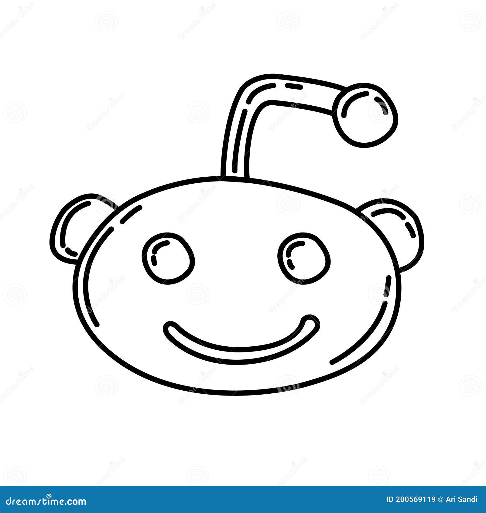 Reddit Icon Vector. Doodle Hand Drawn or Black Outline Icon Style ...