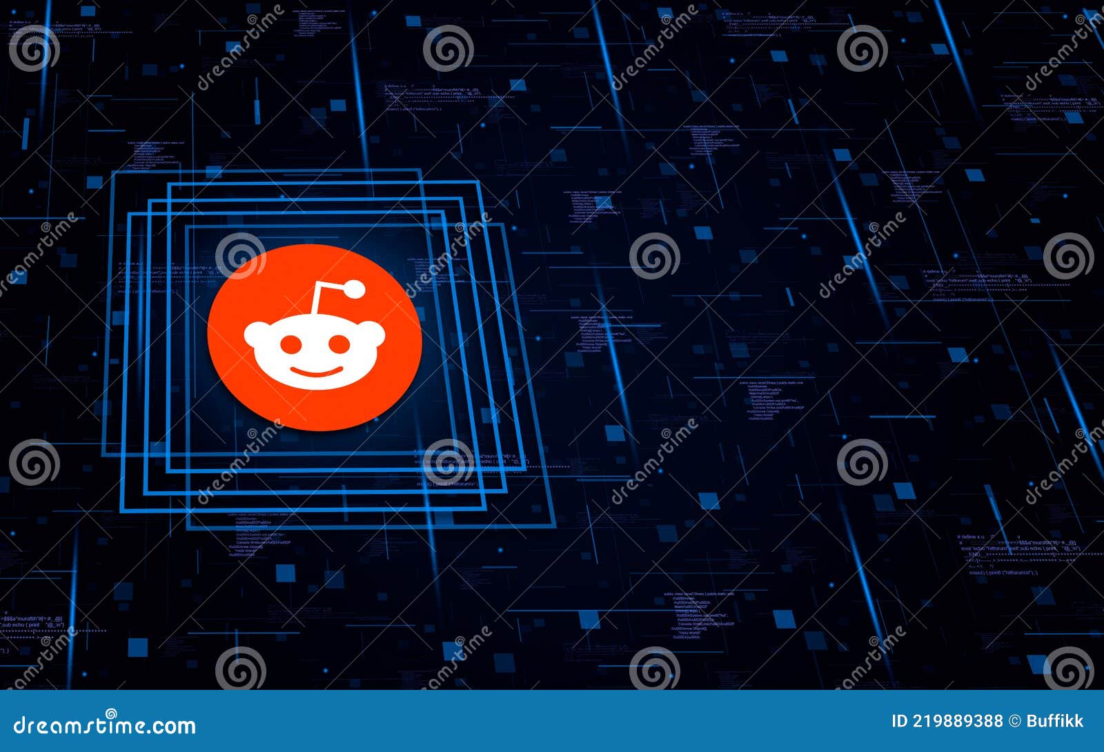 Reddit Logo-Symbol Auf Technologischem Hintergrund Mit Code-Elementen ...