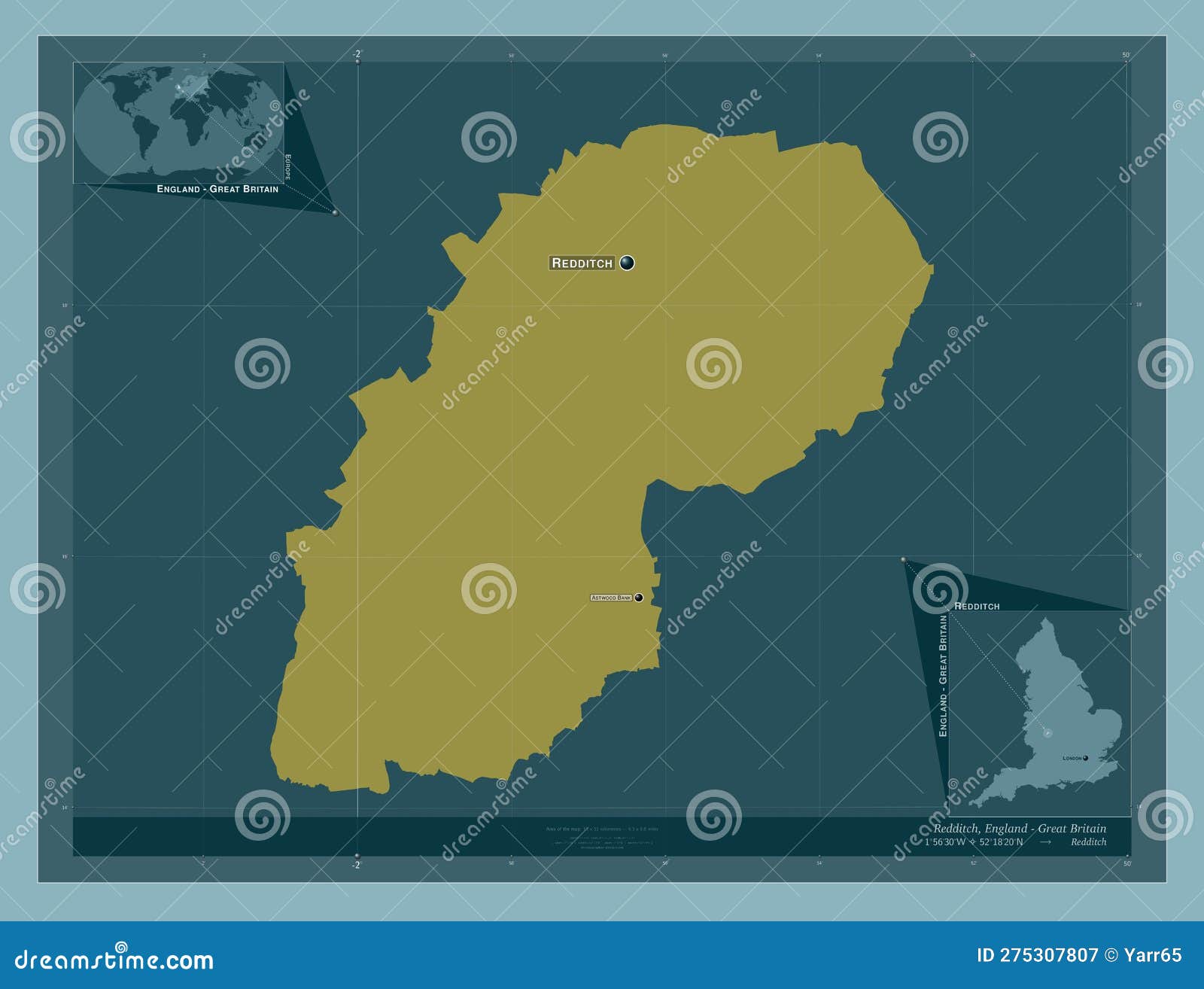 Redditch, England - Great Britain. Solid. Labelled Points of Cit Stock ...