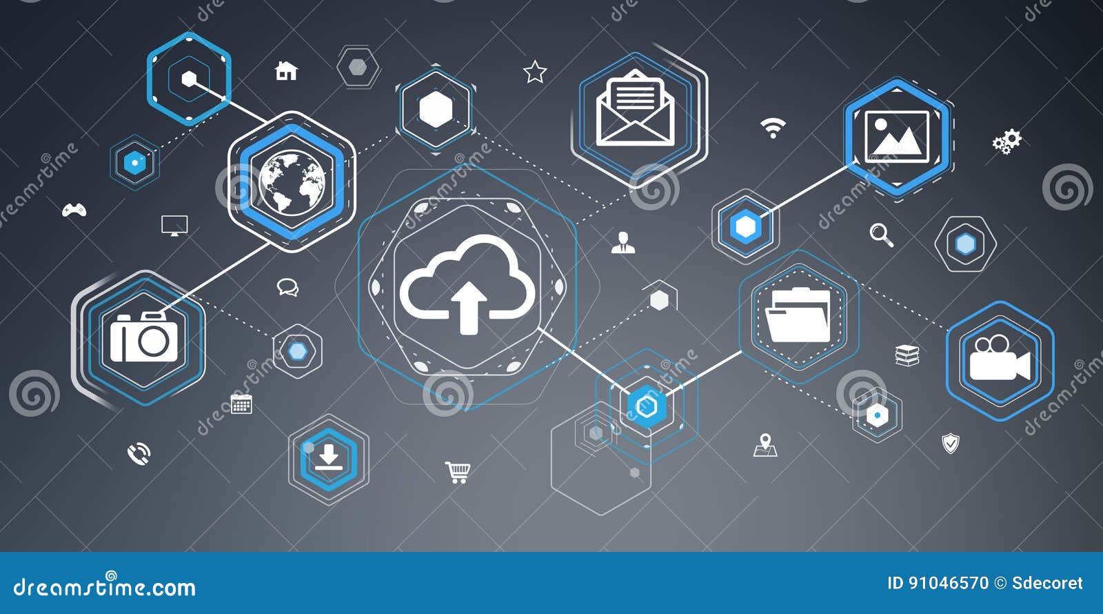 Rede Da Nuvem Da Rendição 3d Ilustração Stock - Ilustração de rede ...