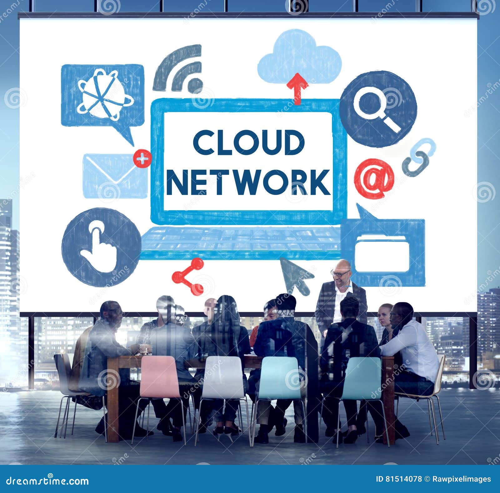 Rede Dara Information Storage Sharing Technology Concep Da Nuvem Foto ...