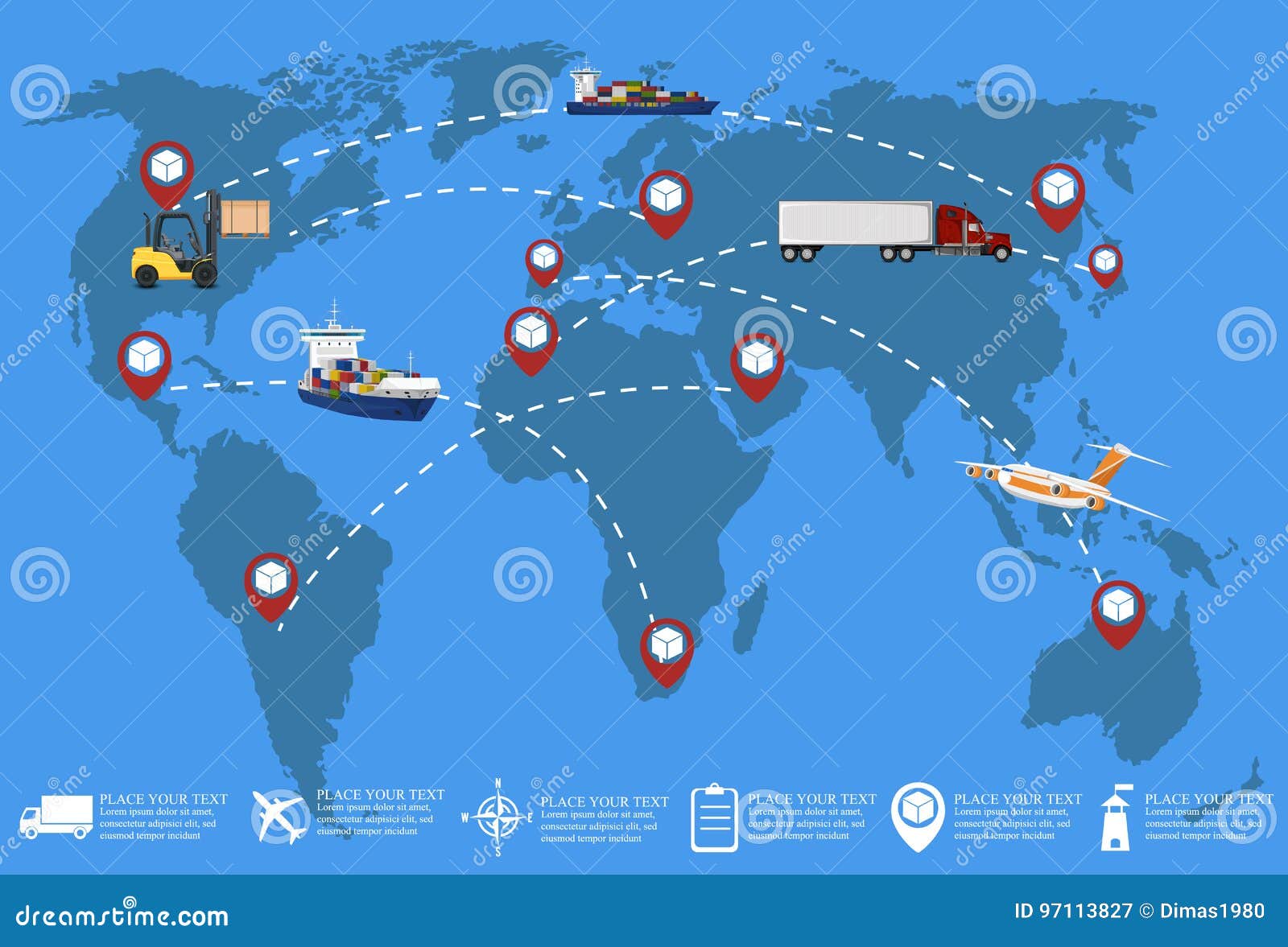 Rede Global Do Transporte Comercial Da Carga Ilustração do Vetor ...