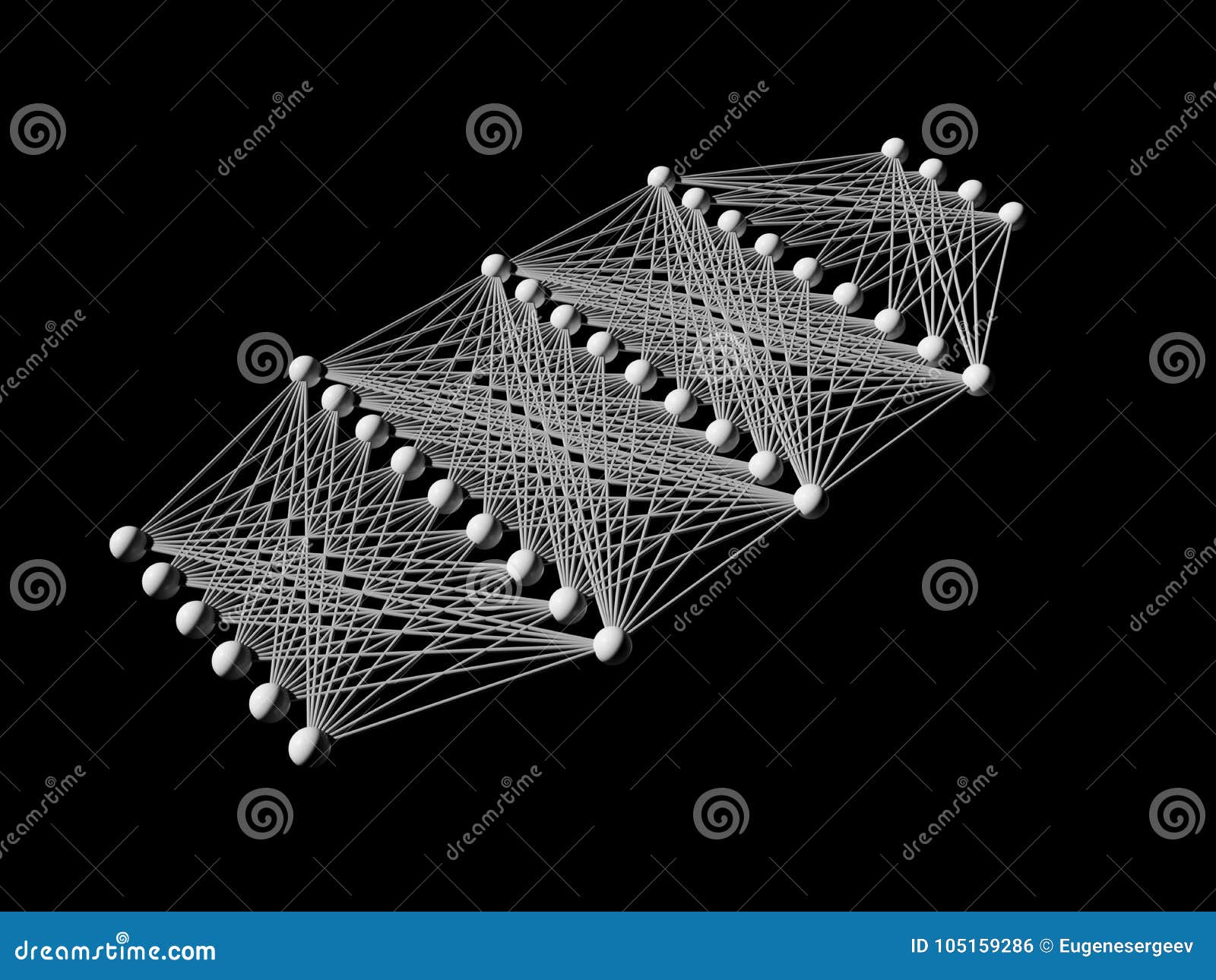 A Rede Neural Profunda Artificial, 3 D Rende Ilustração Stock ...
