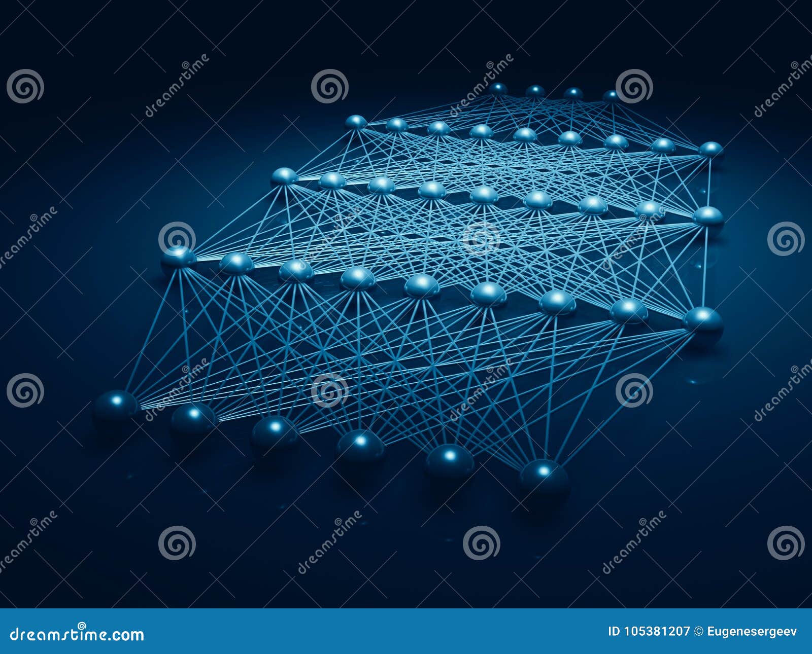Rede Neural Profunda Artificial, Estrutura 3d Ilustração Stock ...