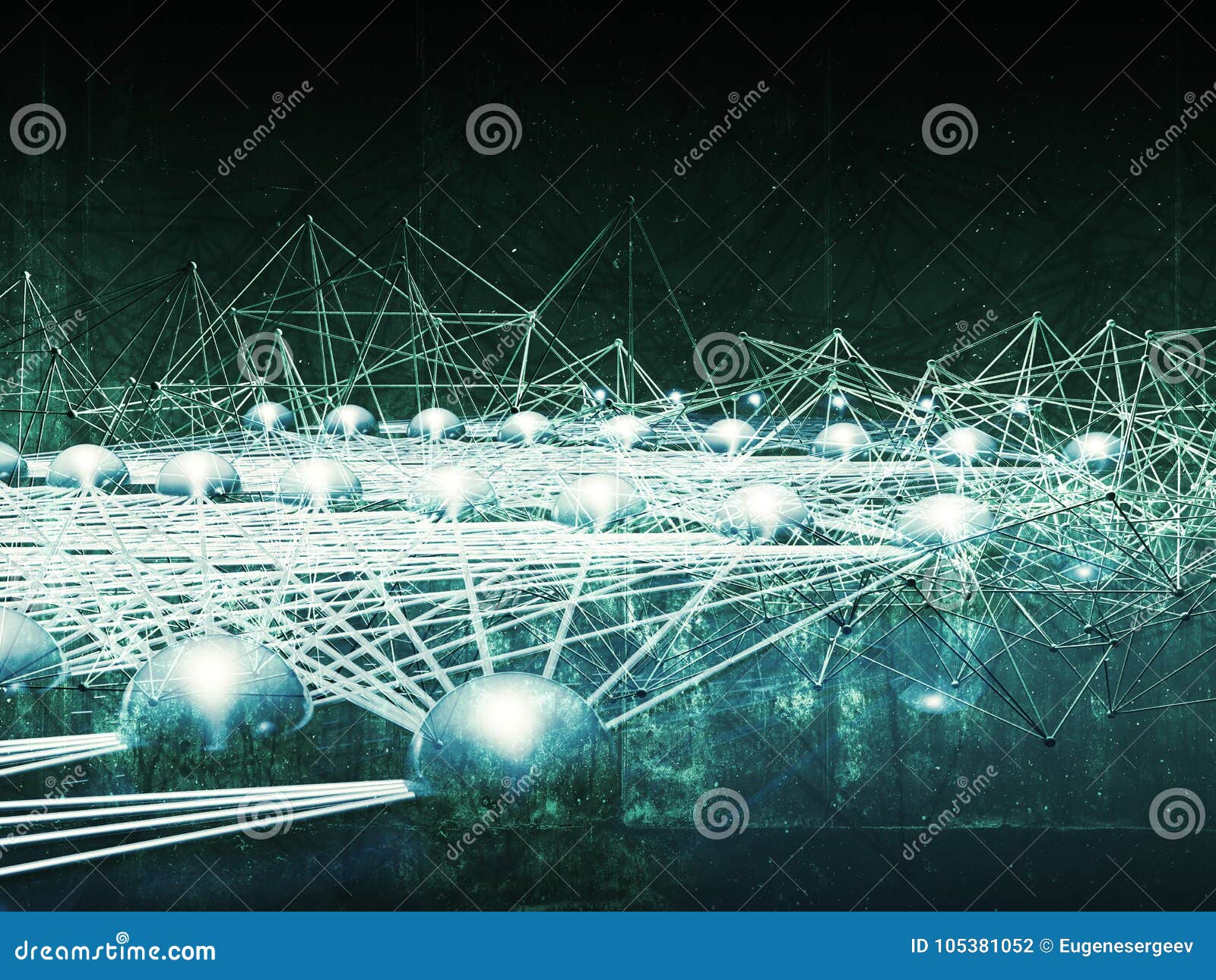 Rede Neural Profunda Artificial, Fundo Do Cg Ilustração Stock ...