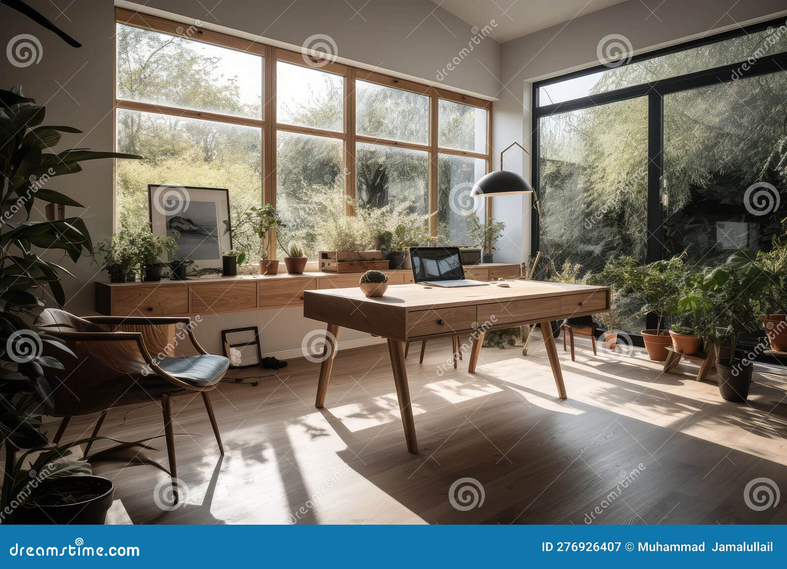 Redefining the Workplace with Generative AI: Office Wood Design Stock ...