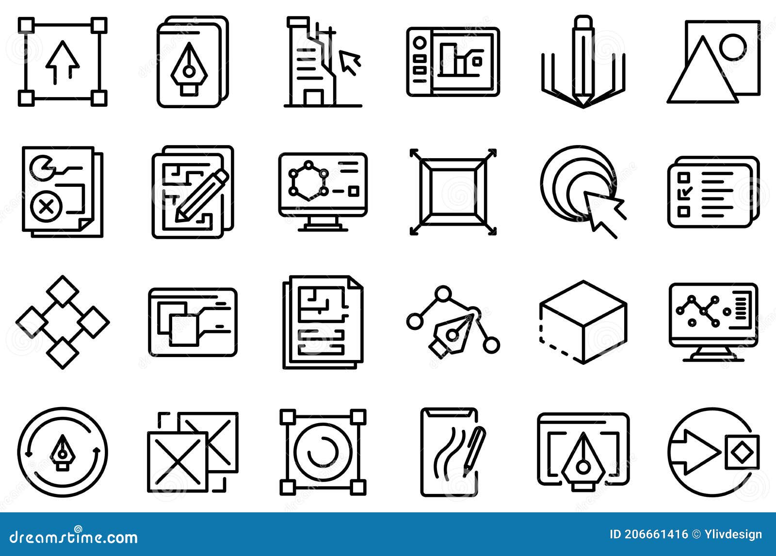 Redesign Icons Set, Outline Style Stock Illustration - Illustration of ...