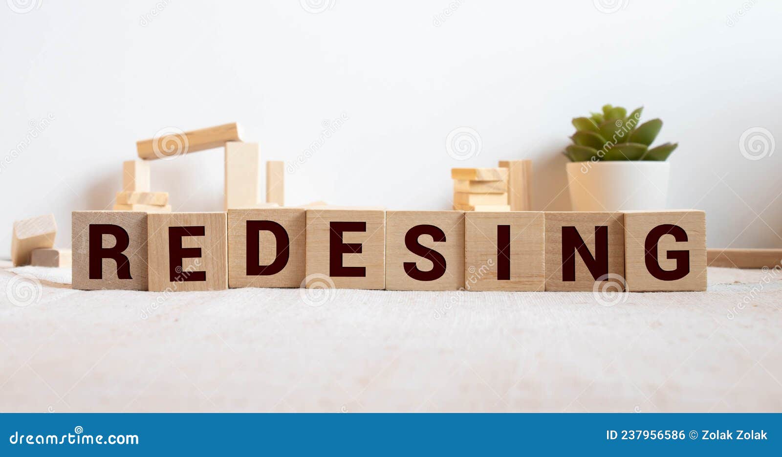 REDESIGN Word Made with Building Blocks, Concept Stock Photo - Image of ...