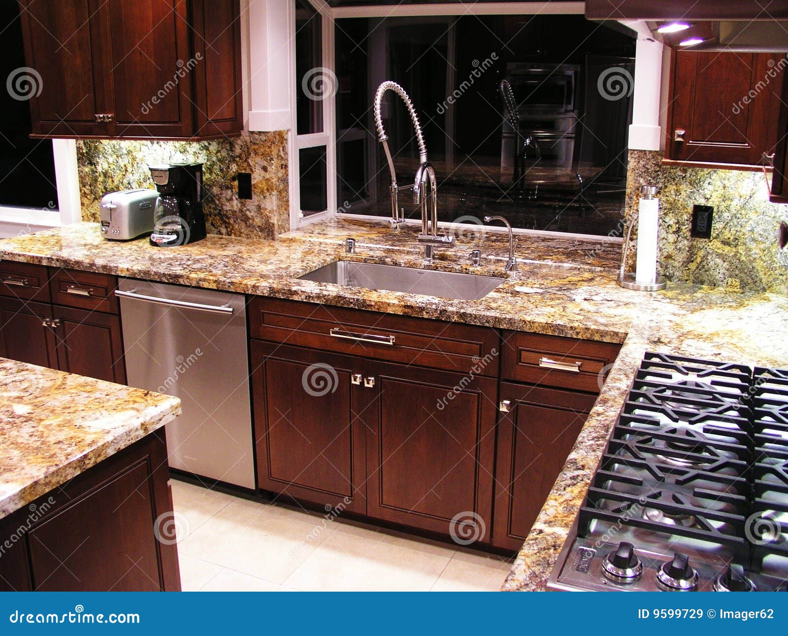 Redesigned Kitchen stock image. Image of cabinets, expensive - 9599729