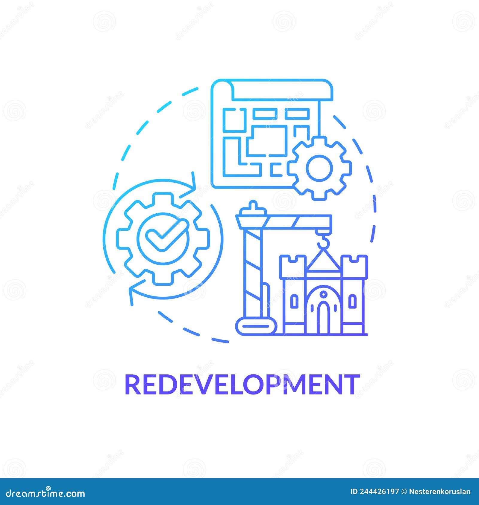 Redevelopment Blue Gradient Concept Icon Stock Vector - Illustration of ...